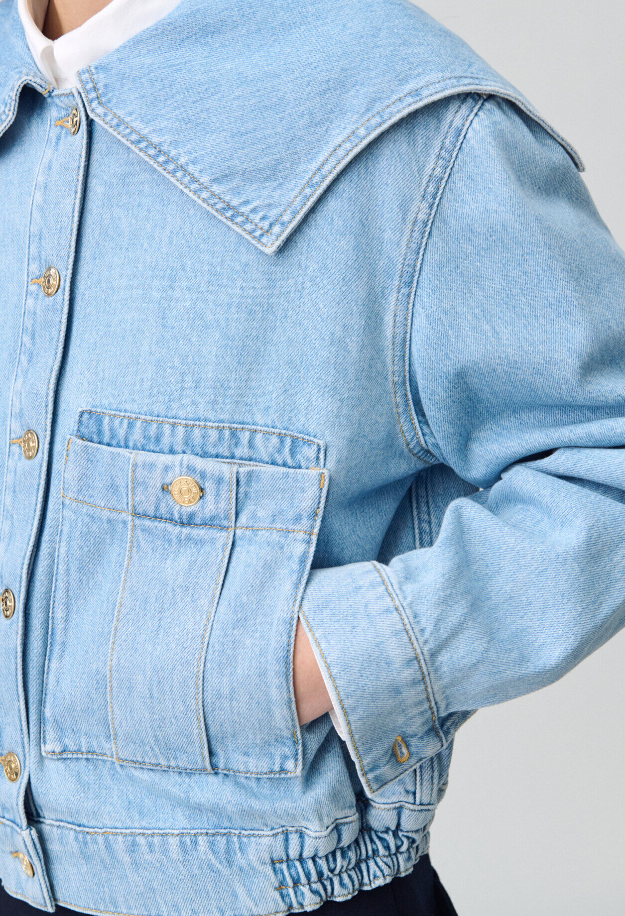 Denim Jacket With Wide Collar - Sophievalet